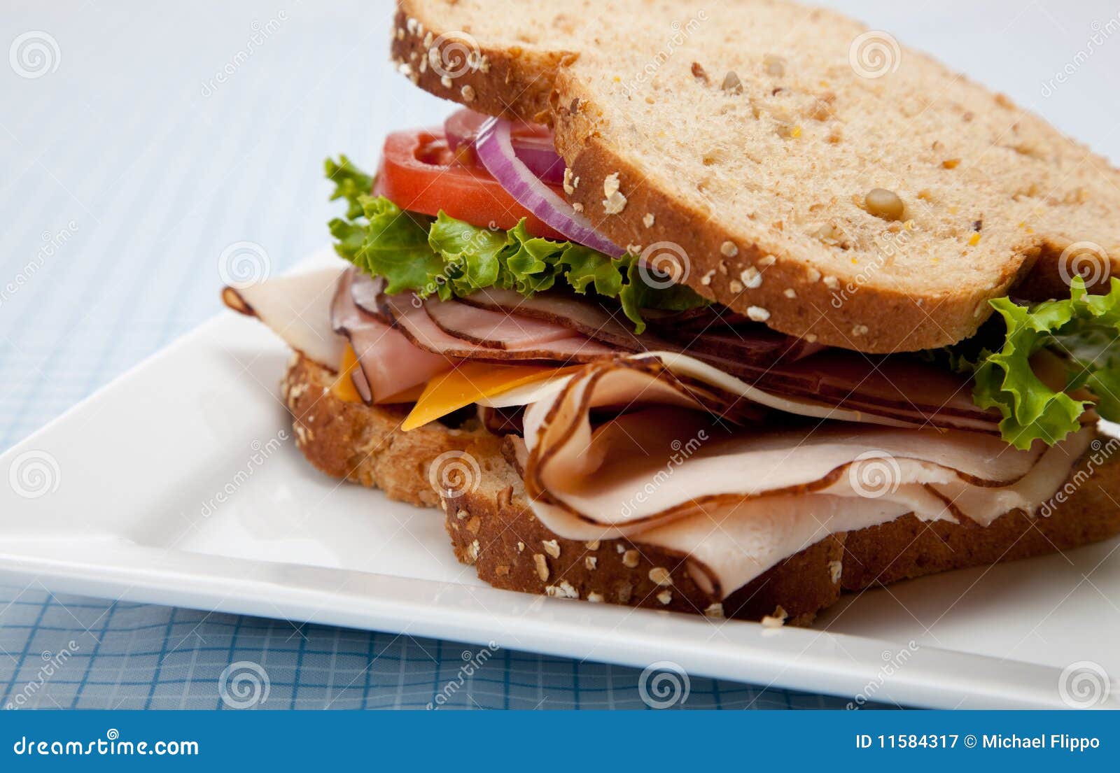Turkey Sandwich on Whole Grain Bread Stock Image - Image of food, fiber ...