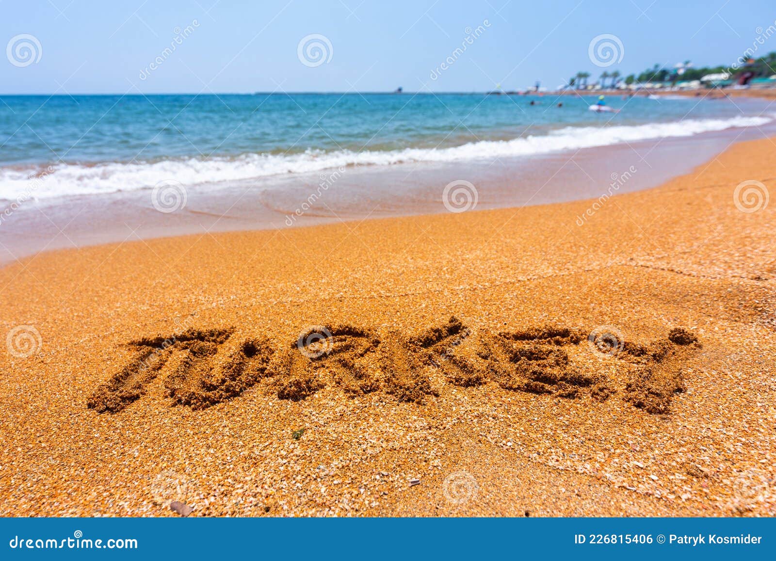 Turkey Sign on the Beach Sand. Alanya Stock Photo - Image of word, tide ...