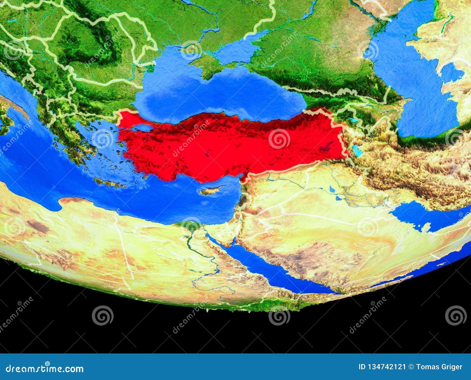 Turkey from space on Earth stock illustration. Illustration of ...