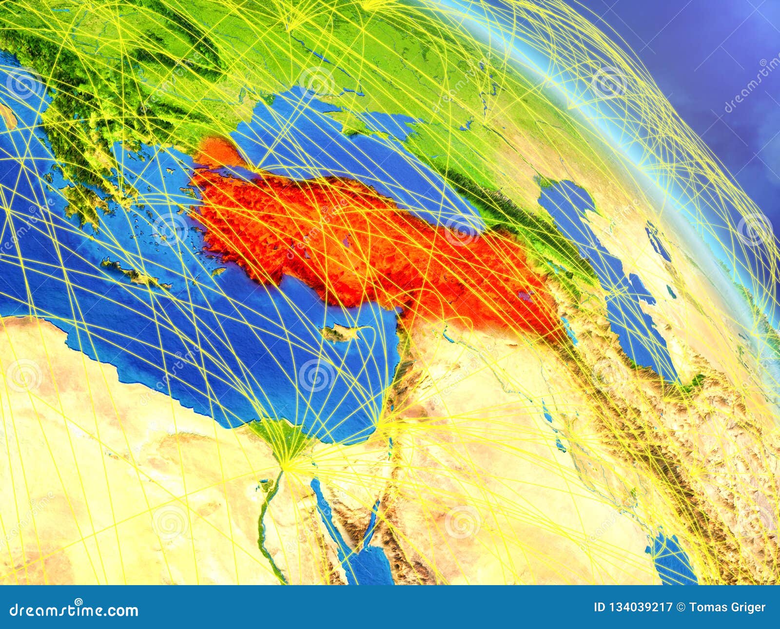 Turkey from Space with Network Stock Illustration - Illustration of ...