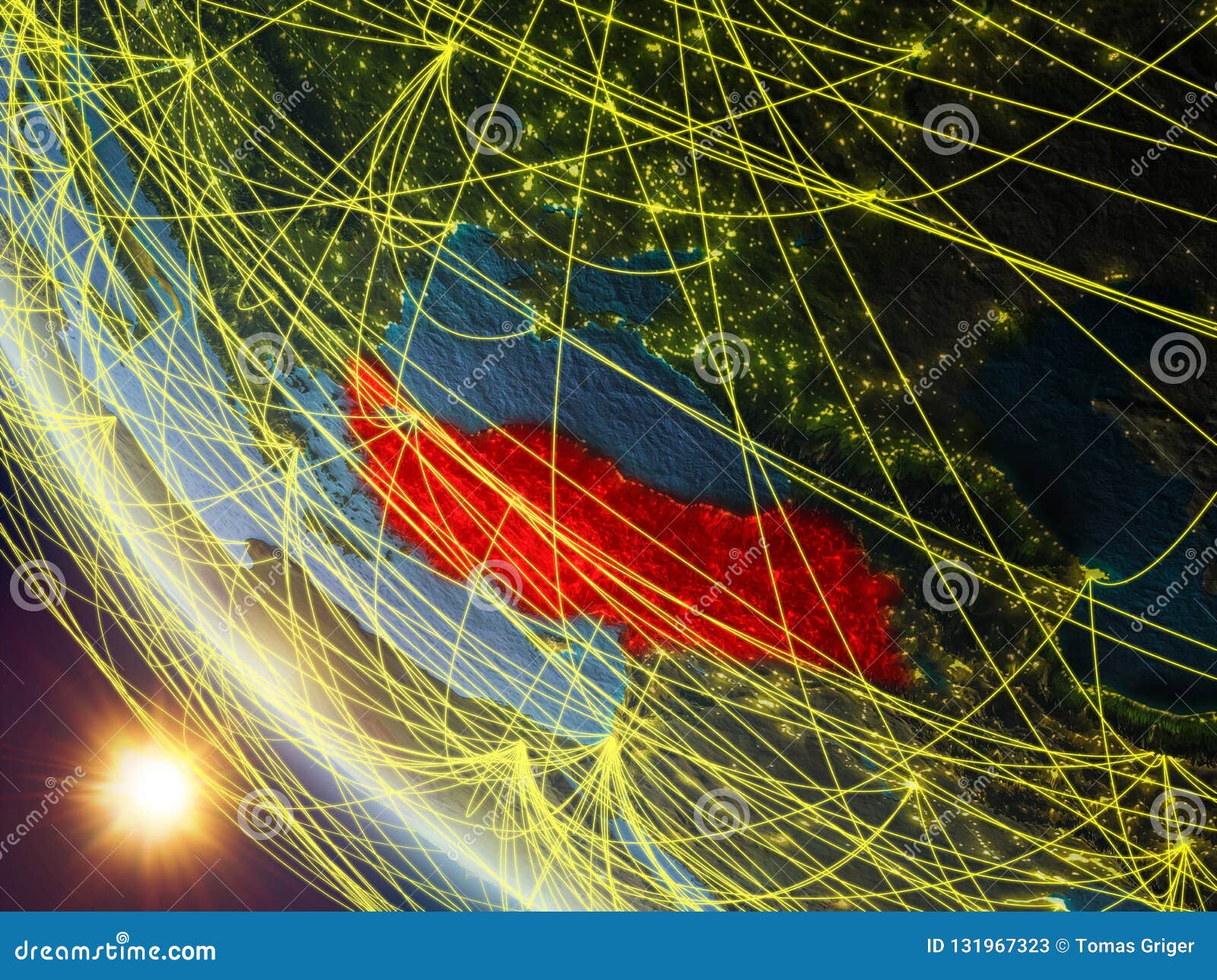 Turkey from Space with Network Stock Illustration - Illustration of ...