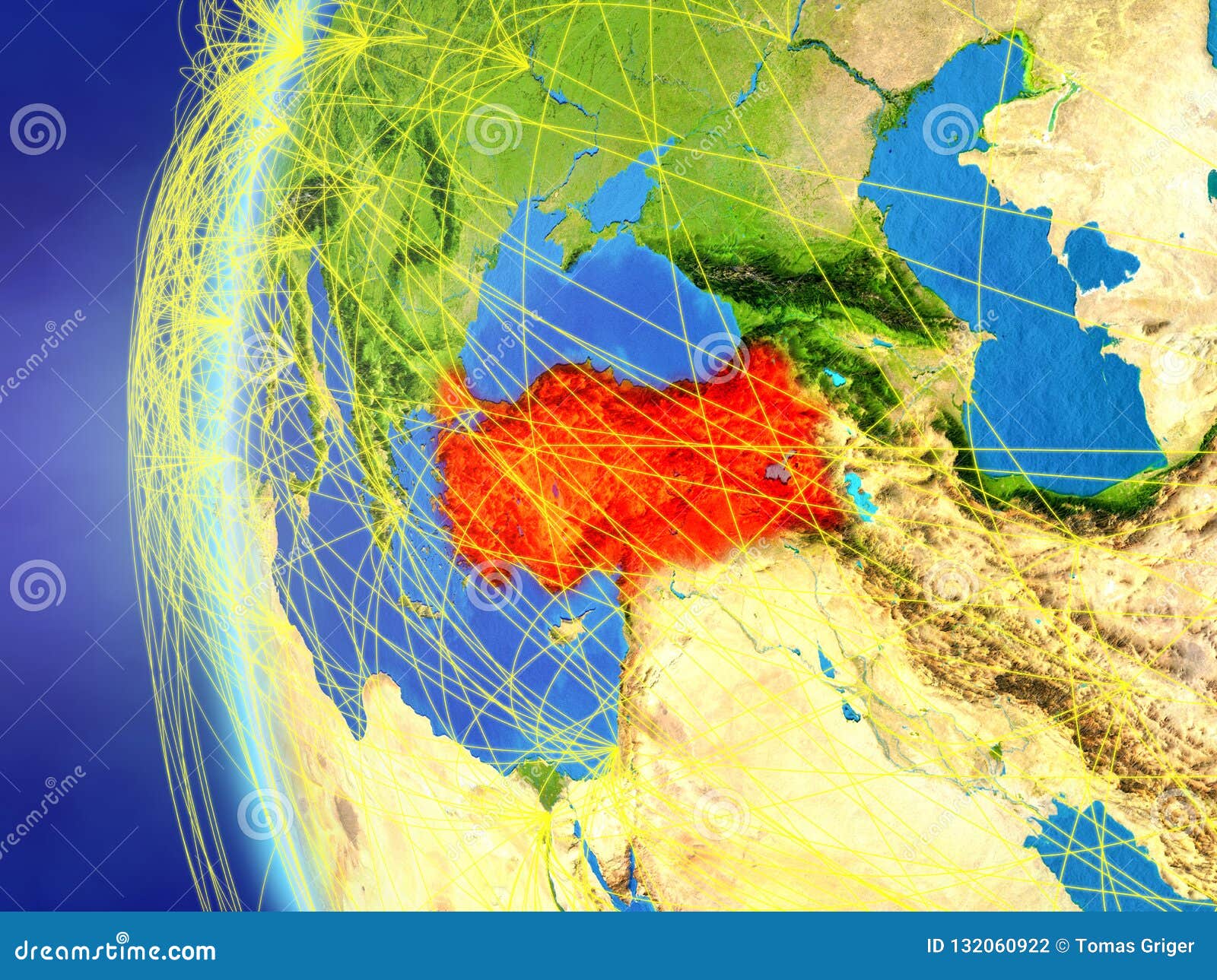Turkey from Space with Network Stock Illustration - Illustration of ...