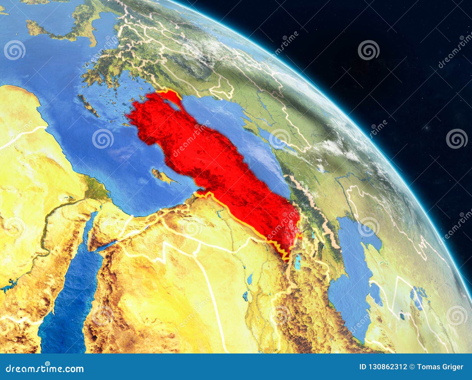 Turkey from space stock illustration. Illustration of asian - 130862312