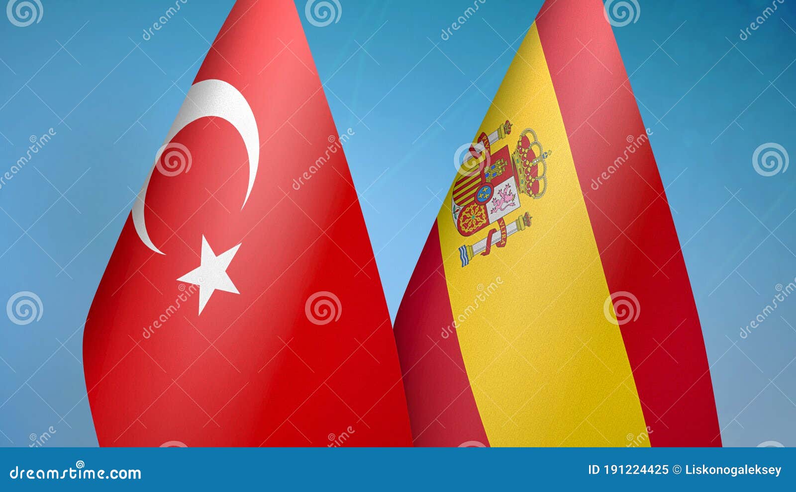 Turkey and Spain two flags stock illustration. Illustration of ...