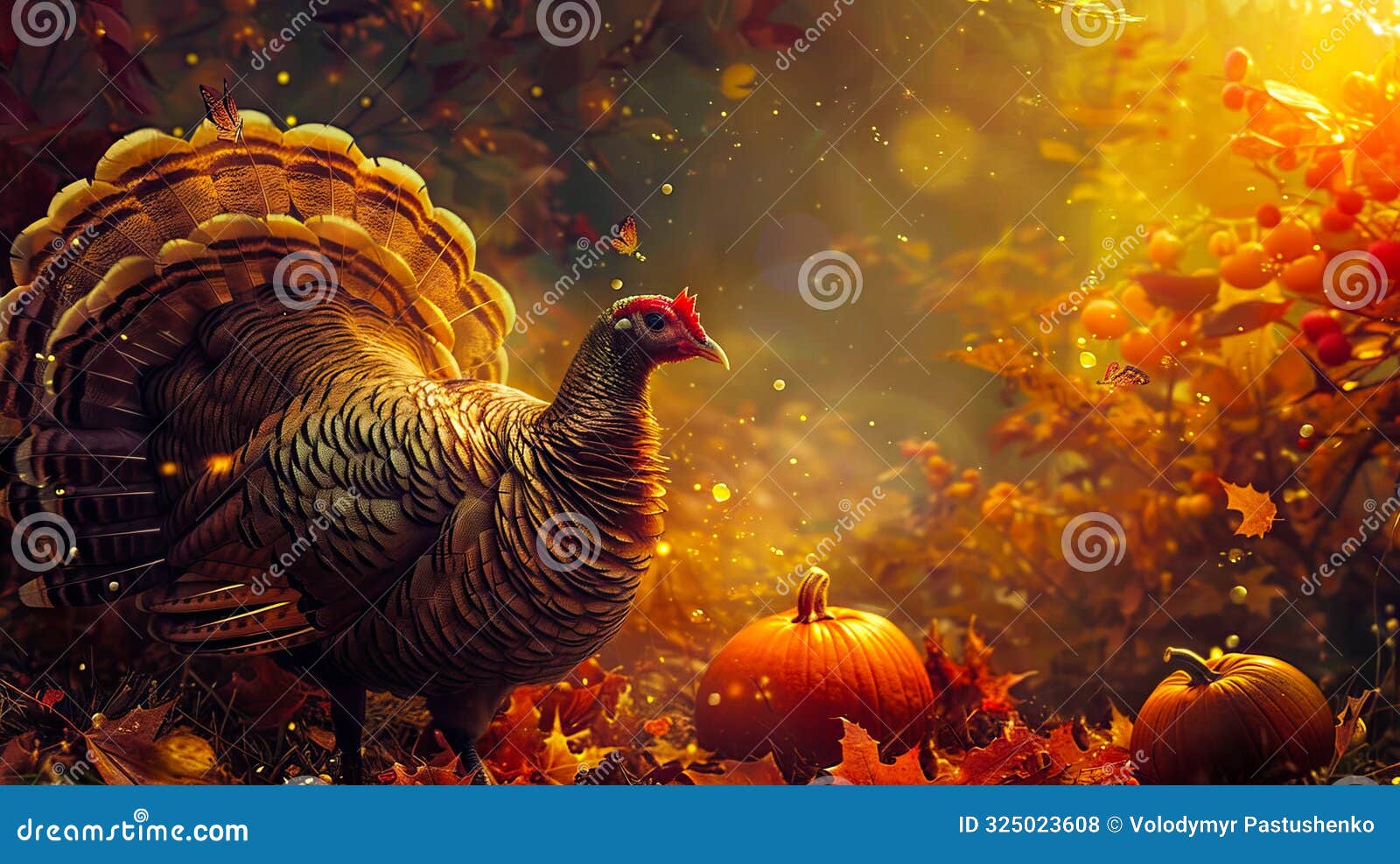 A Turkey is Standing in the Fall Foliage Stock Photo - Image of pumpkin ...