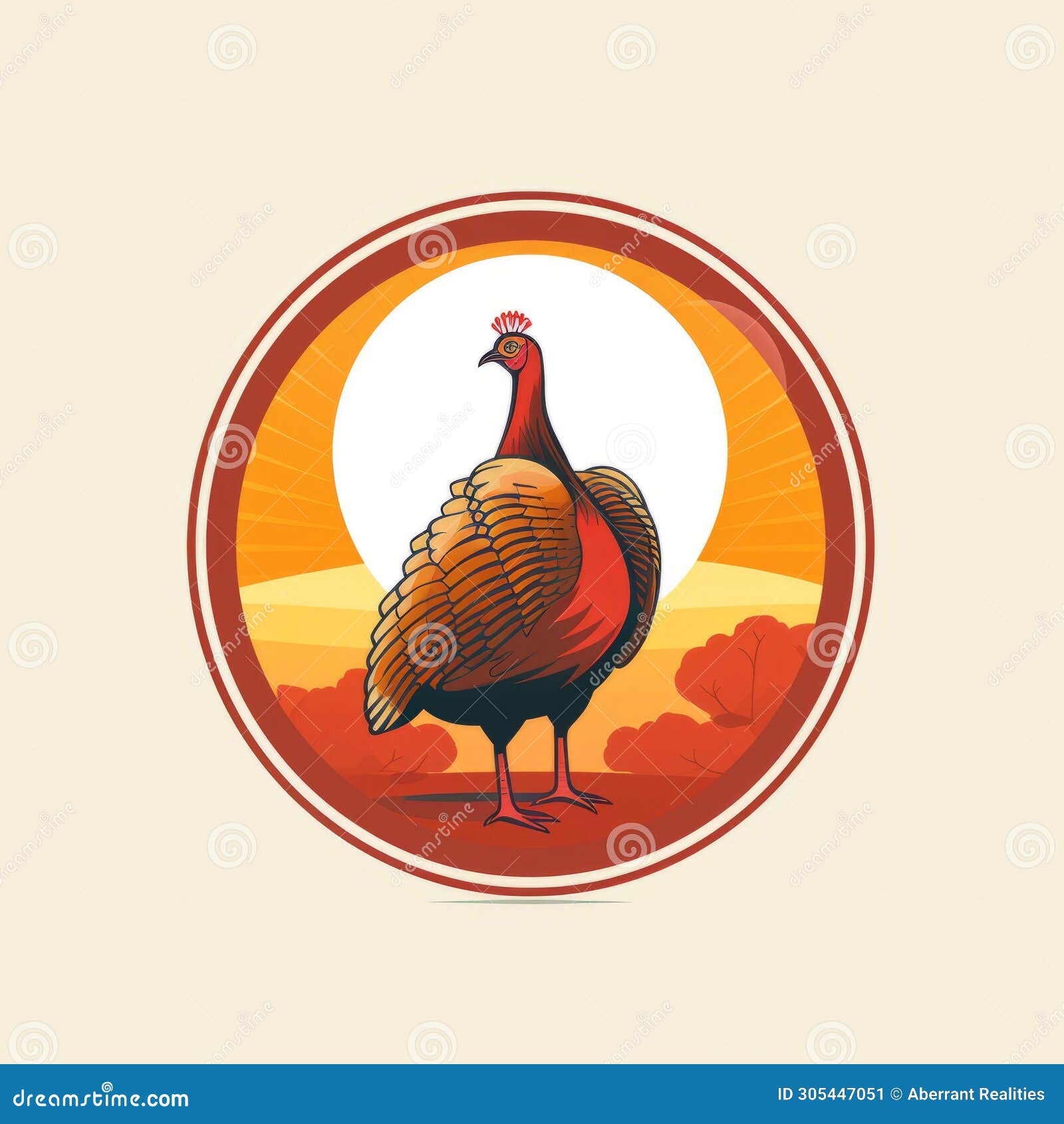 A Turkey is Standing in the Middle of a Circle Stock Illustration ...
