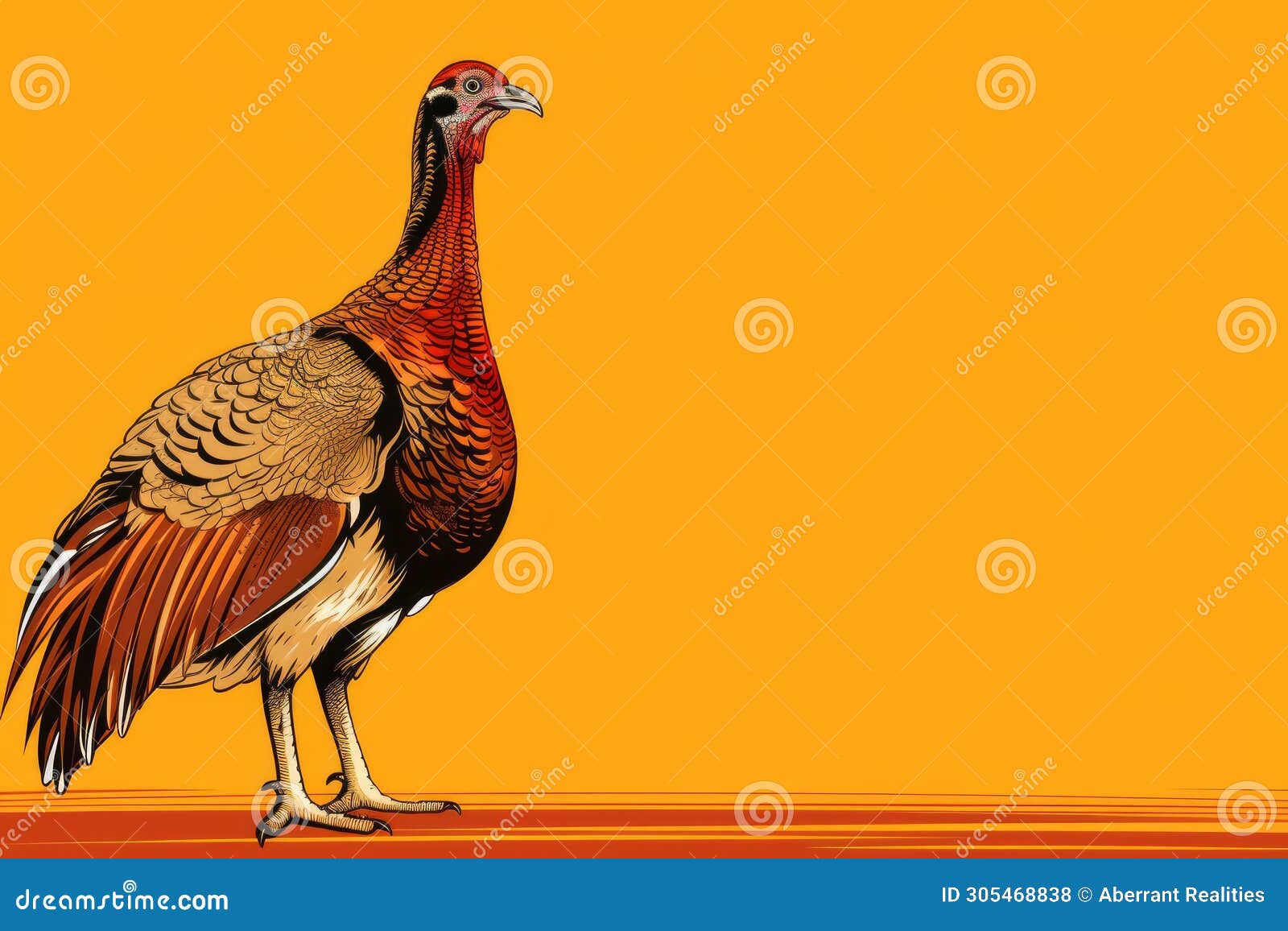 The Turkey is Standing on an Orange Background Stock Illustration ...