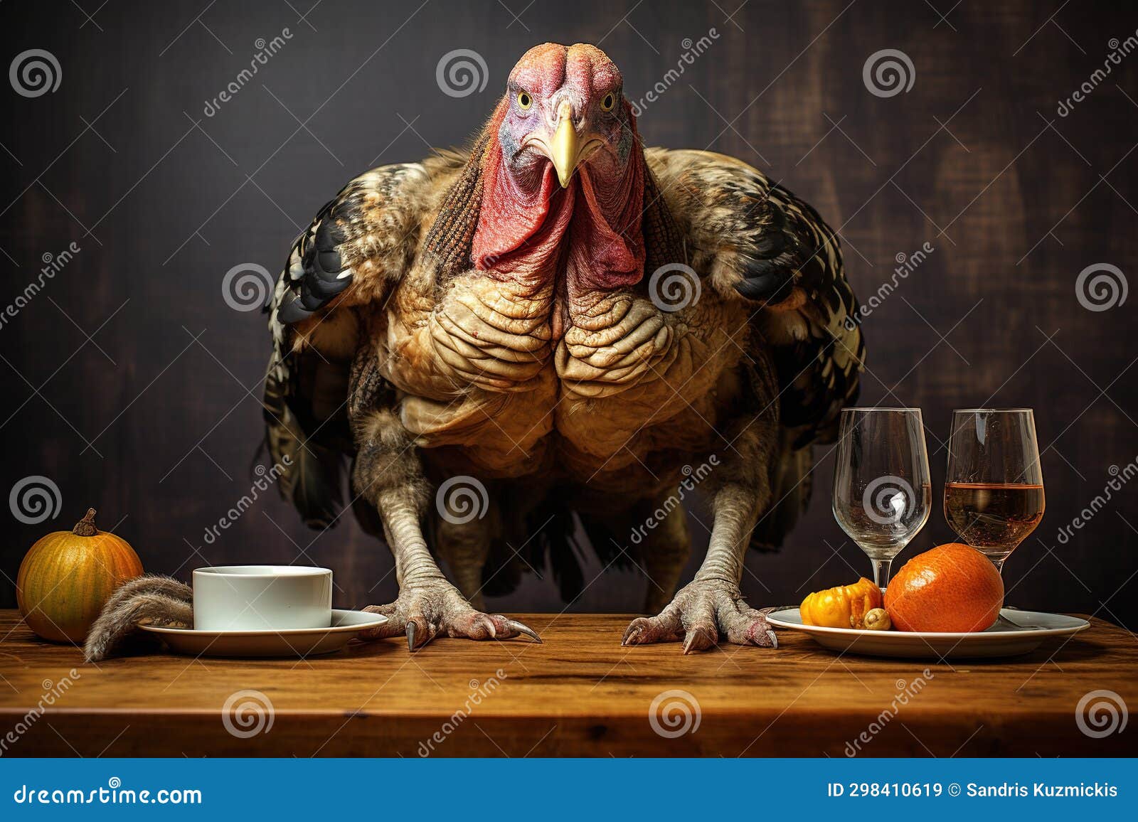 Turkey Standing on a Thanksgiving Table. Generative AI Stock ...