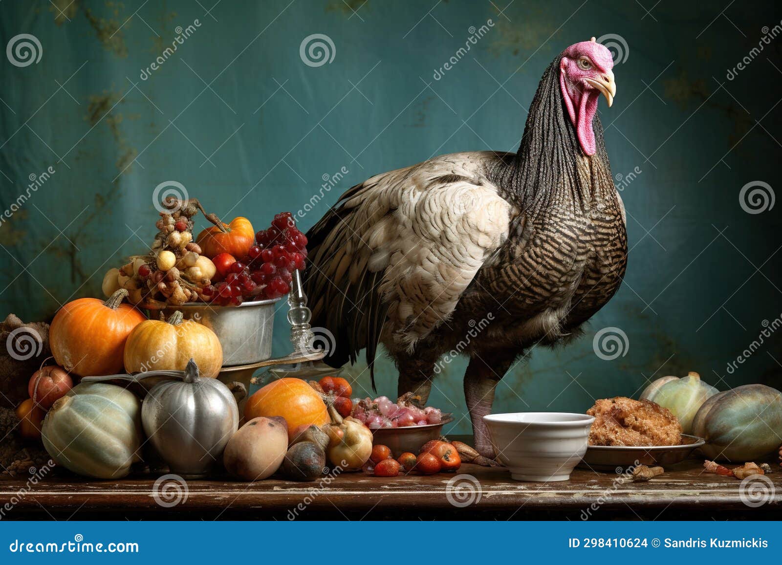 Turkey Standing on a Thanksgiving Table. Generative AI Stock ...