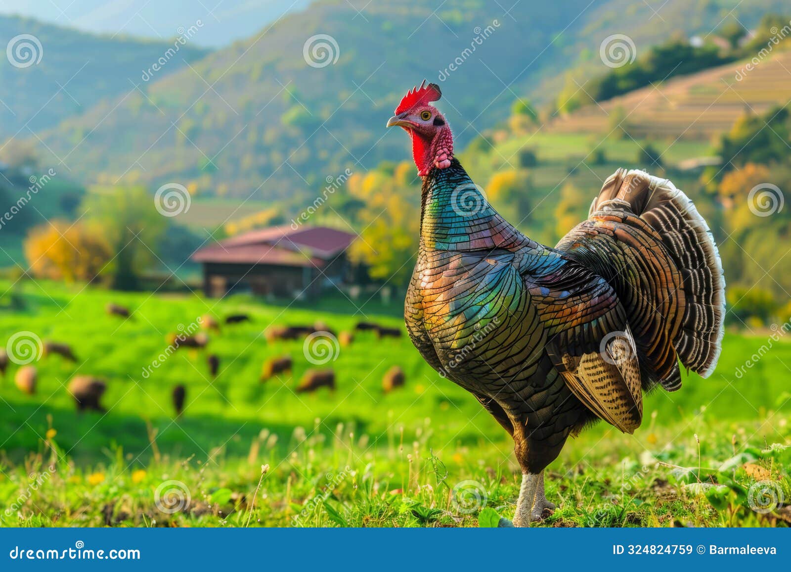 Turkey Standing in a Vibrant Field Stock Image - Image of field ...