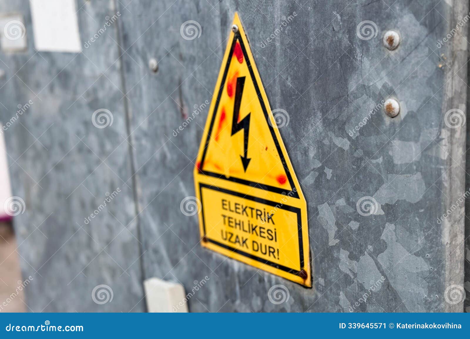 Turkey Street Electrical Panel with Lightning Bolt Caution Sign. Stock ...