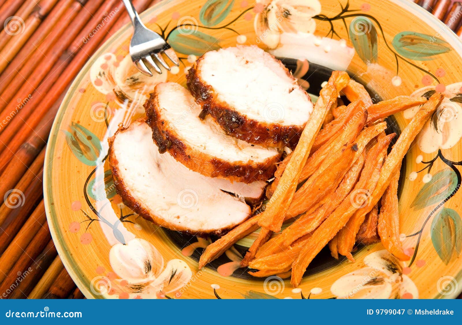 Turkey with Sweet Potato Fries Stock Image - Image of fries, slice: 9799047