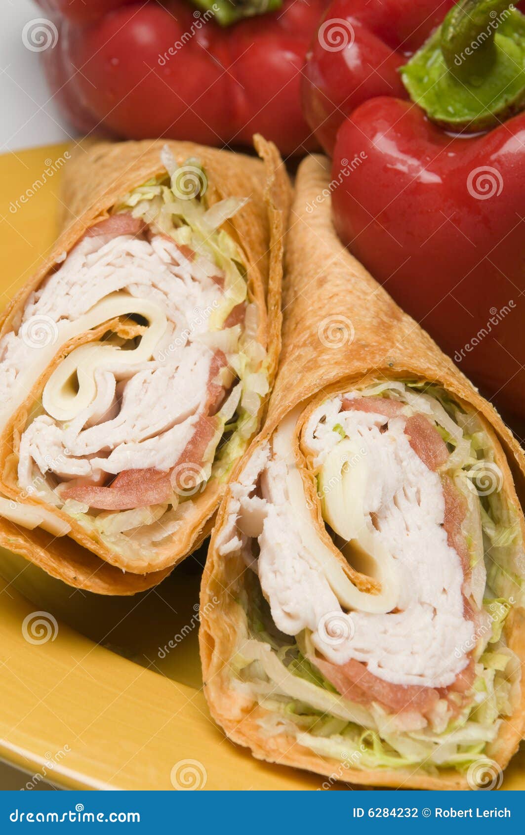 Turkey and Swiss Wrap Sandwich Stock Photo - Image of cheese, lettuce ...