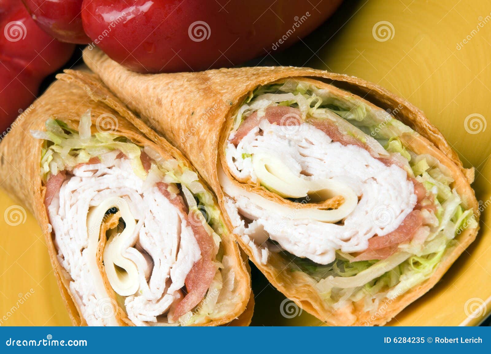 Turkey and Swiss Wrap Sandwich Stock Image - Image of carbohydrate ...