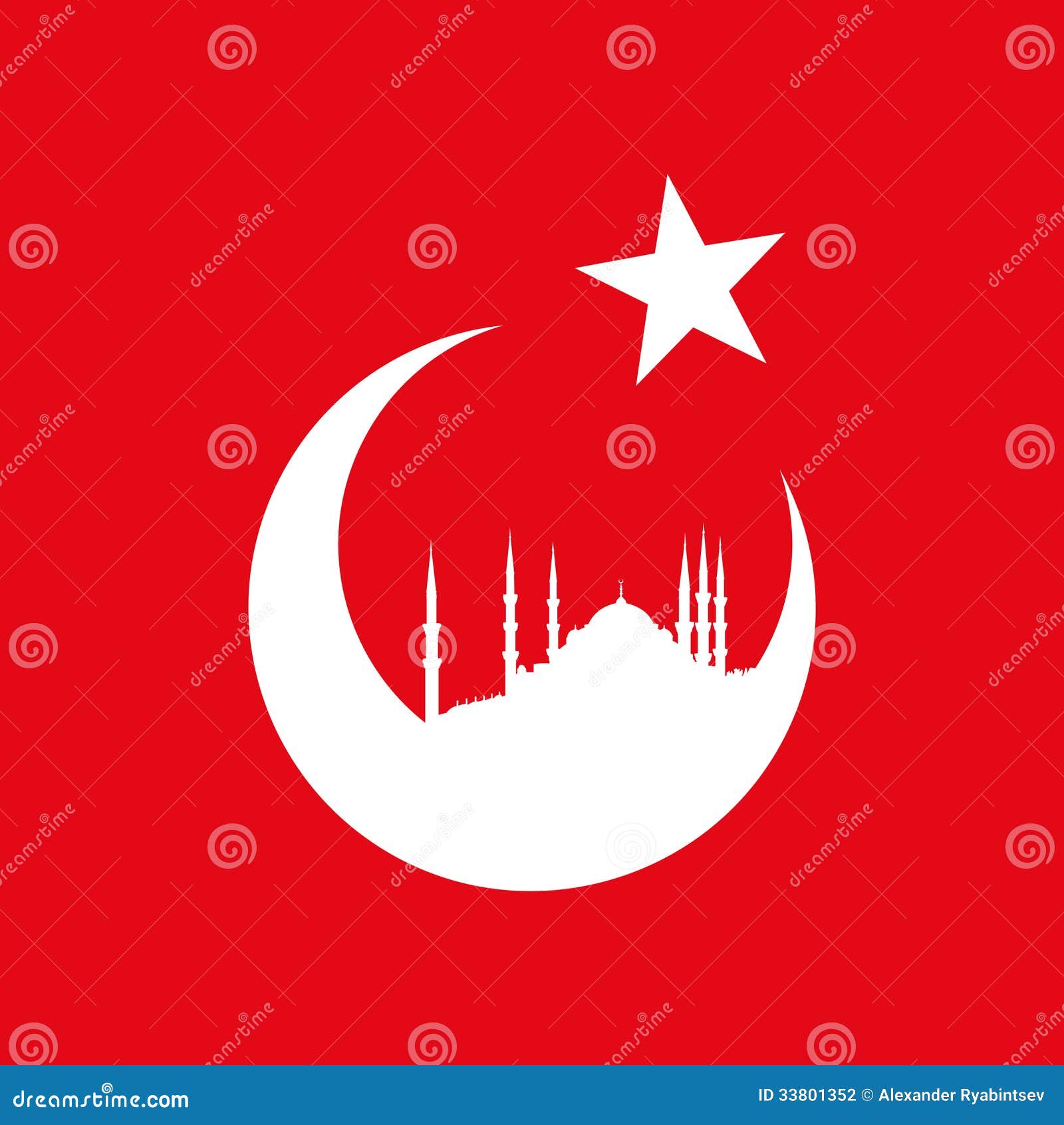 Turkey Symbol with Blue Mosque Stock Vector - Illustration of isolated ...