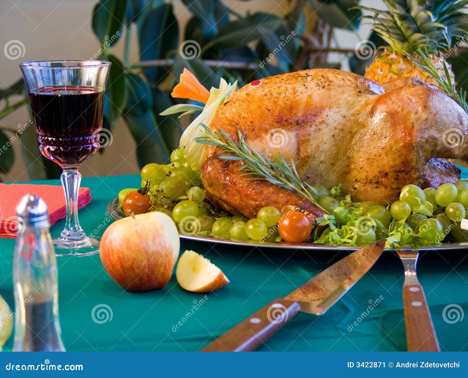 Turkey on table stock image. Image of gathering, delicious - 3422871