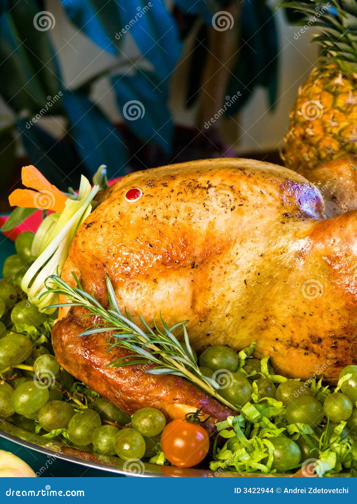 Turkey on table stock photo. Image of crisp, bake, ribbon - 3422944