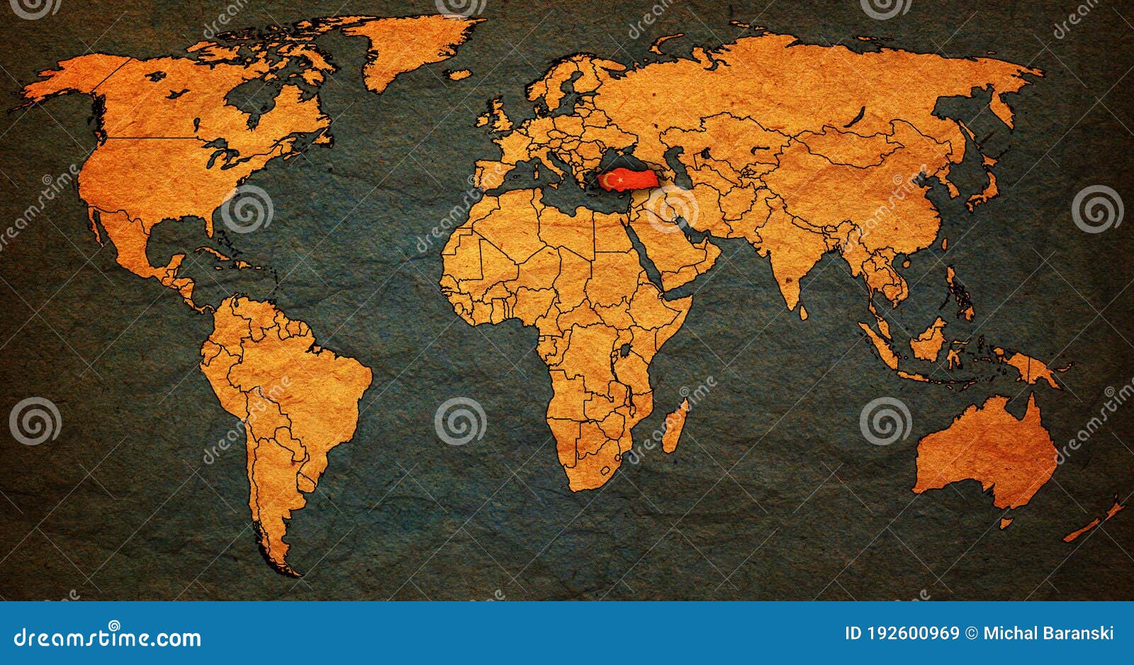 Turkey Territory on World Map Stock Illustration - Illustration of ...