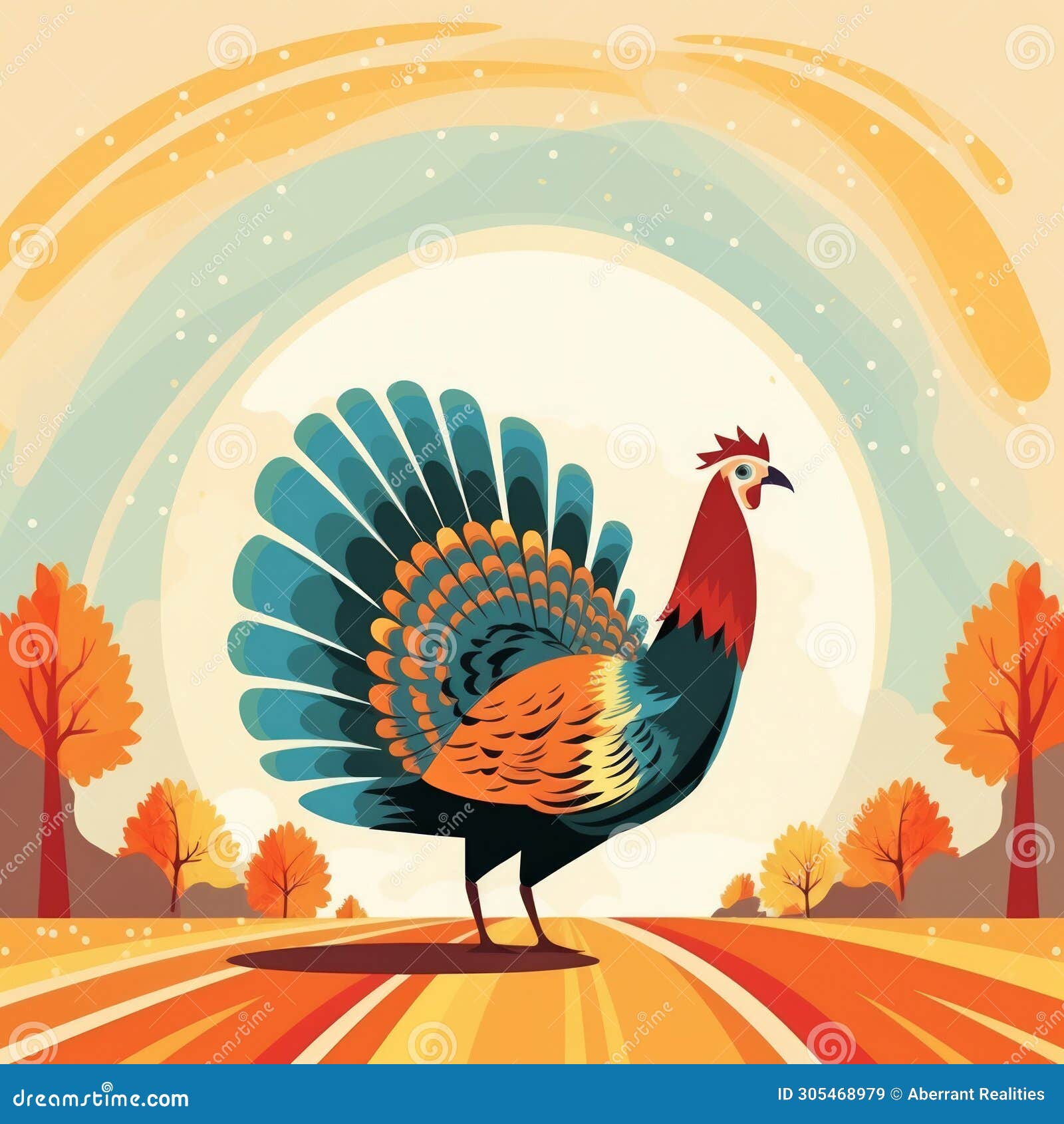 Turkey Thanksgiving Poster Vector Illustration Stock Illustration ...
