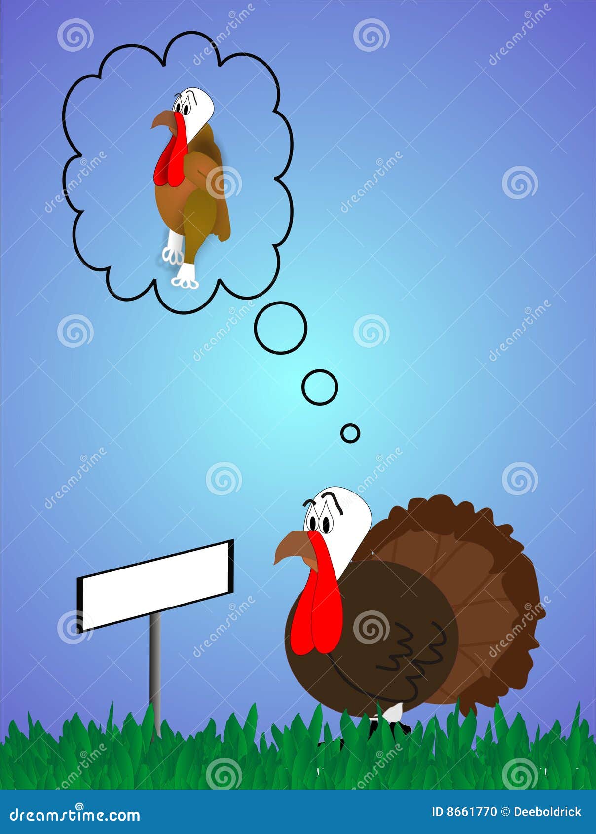 Turkey Thinking Illustration Stock Vector - Illustration of drumstick ...