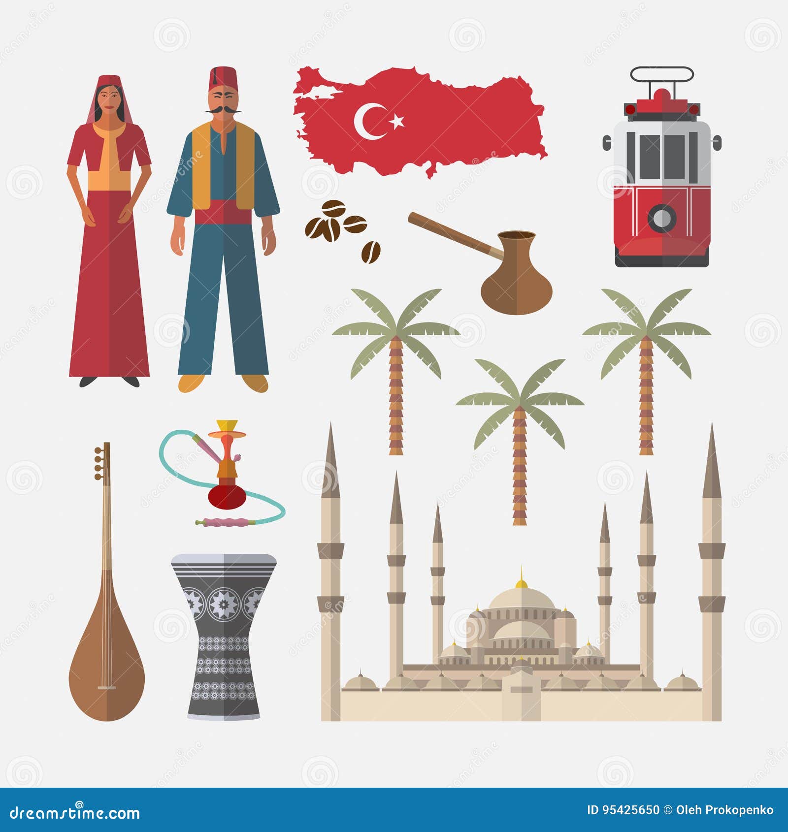 Turkey Travel Icon. Set of Architecture, People, Items Stock Vector ...