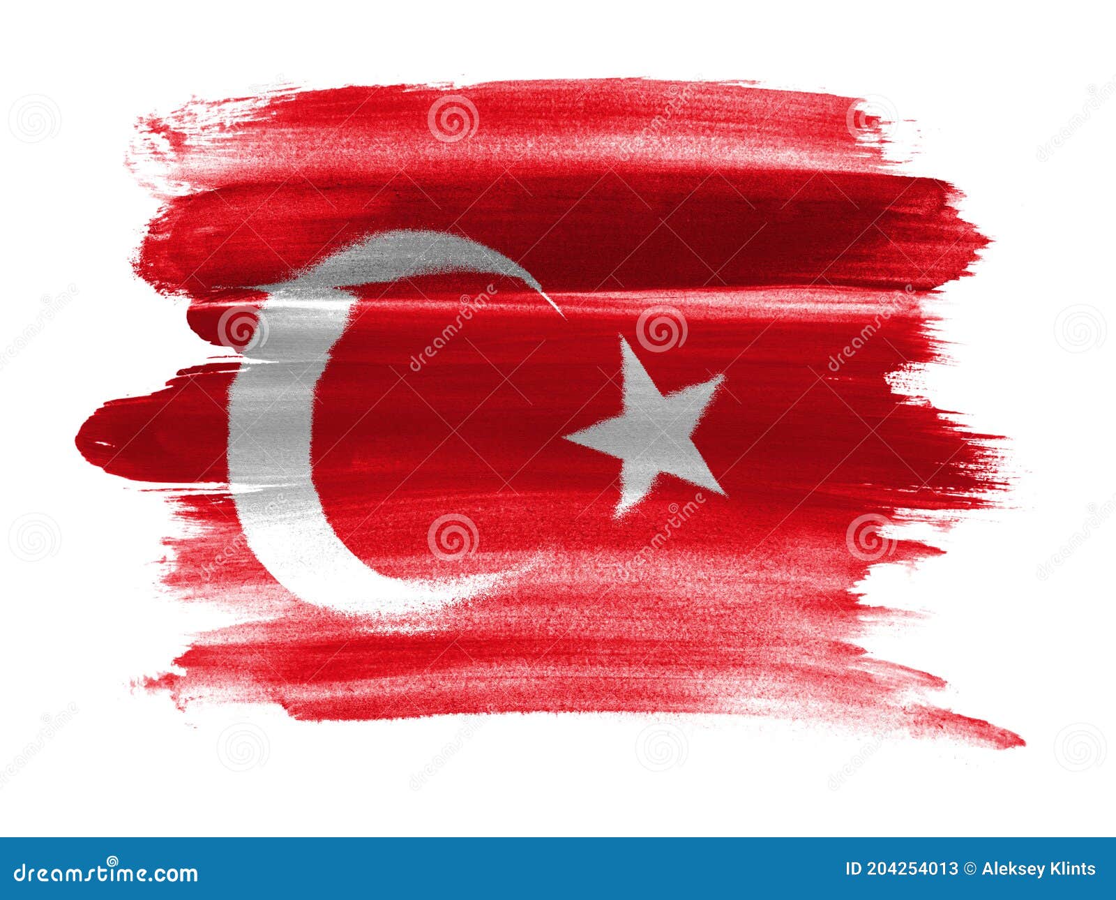 Turkey. Turkish Flag Painted with Watrcolor Stock Illustration ...