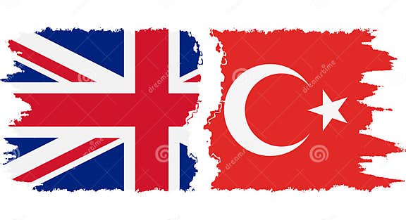 Turkey and UK Grunge Flags Connection Vector Stock Illustration ...