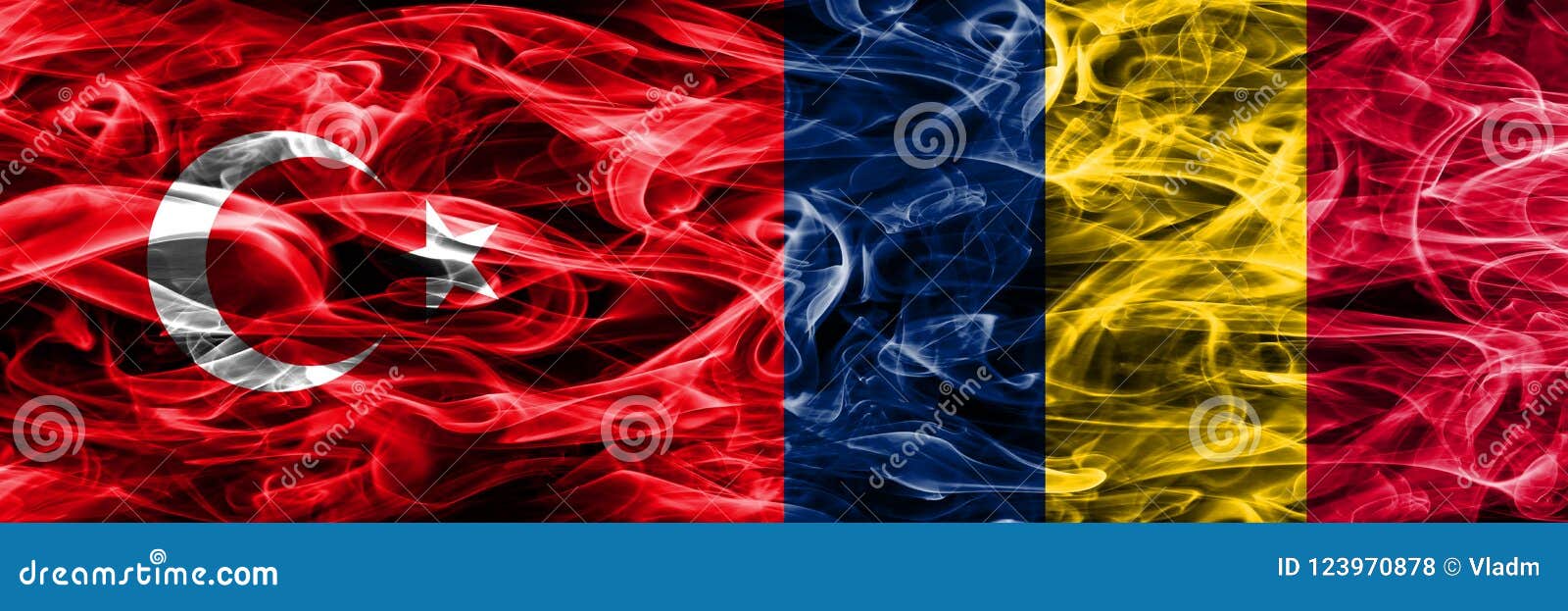 Turkey Vs Chad Smoke Flags Placed Side by Side. Turkish and Chad Flag ...