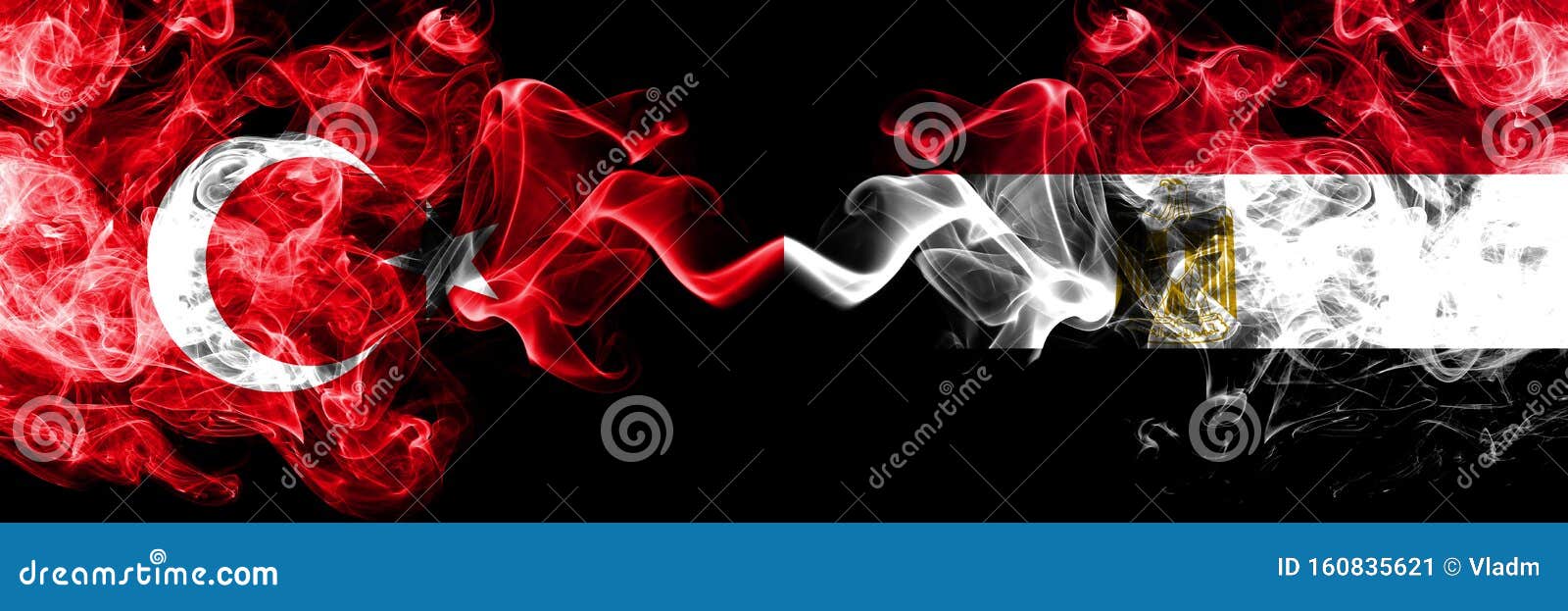 Turkey Vs Egypt, Egyptian Smoke Flags Placed Side by Side. Thick ...