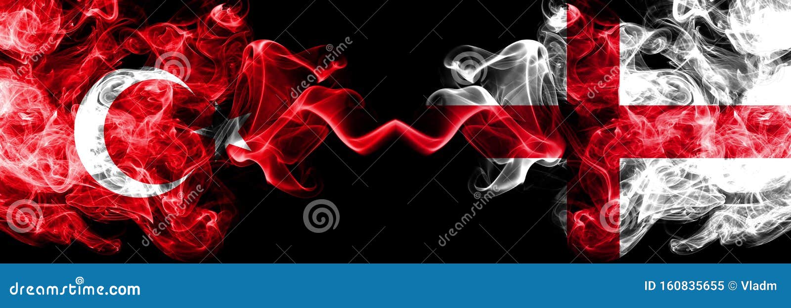 Turkey Vs England, English Smoke Flags Placed Side by Side. Thick ...