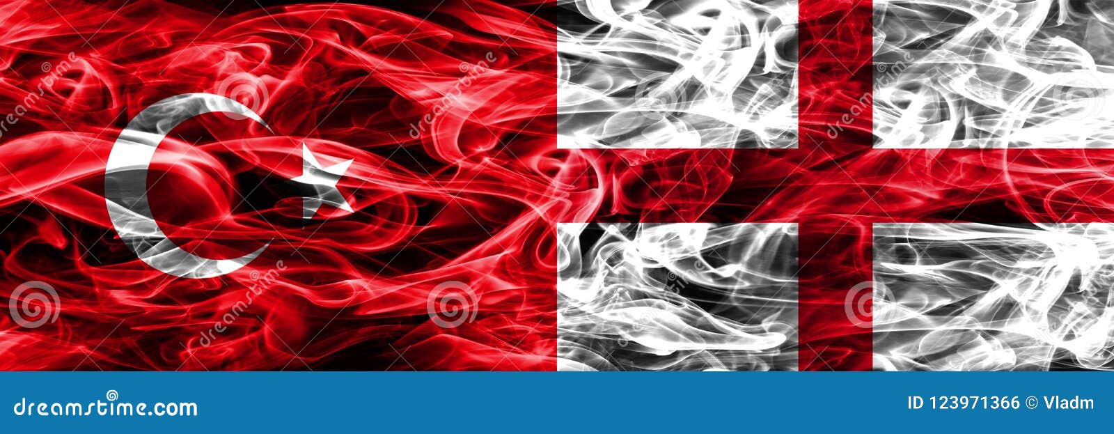 Turkey Vs England Smoke Flags Placed Side by Side. Turkish and England ...
