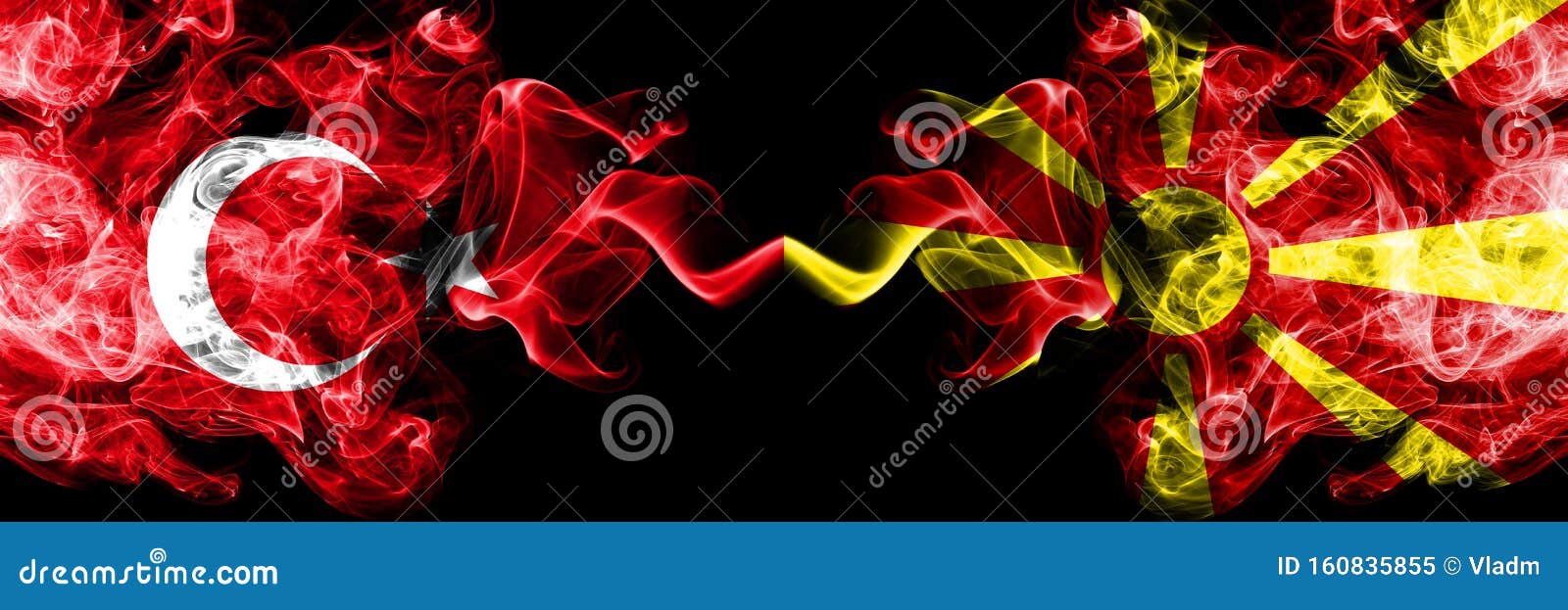 Turkey Vs Macedonia, Macedonian Smoke Flags Placed Side by Side. Thick ...