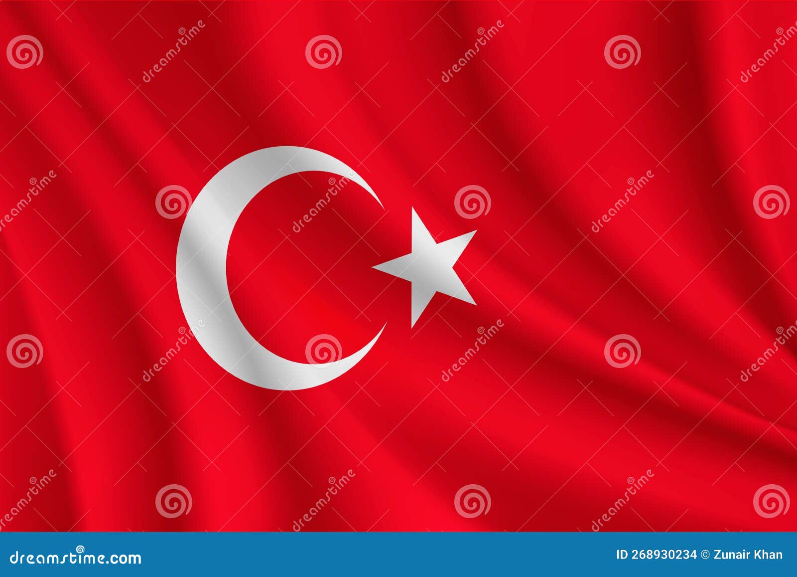 Waving Flag of Turkey, Vector Turkey Flag, Red Flag, Closeup of Turkey ...