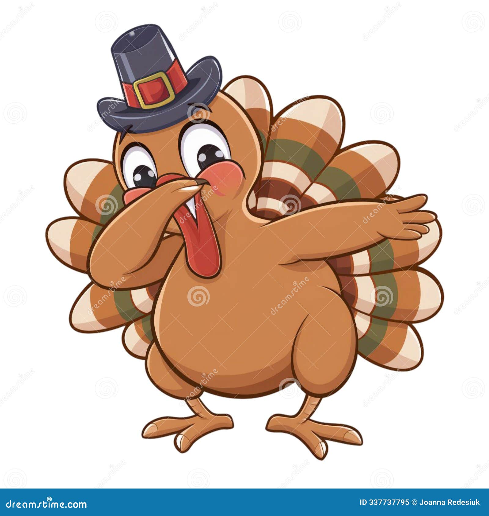 Turkey Wearing a Black Hat Strikes a Playful Dab Stock Illustration ...