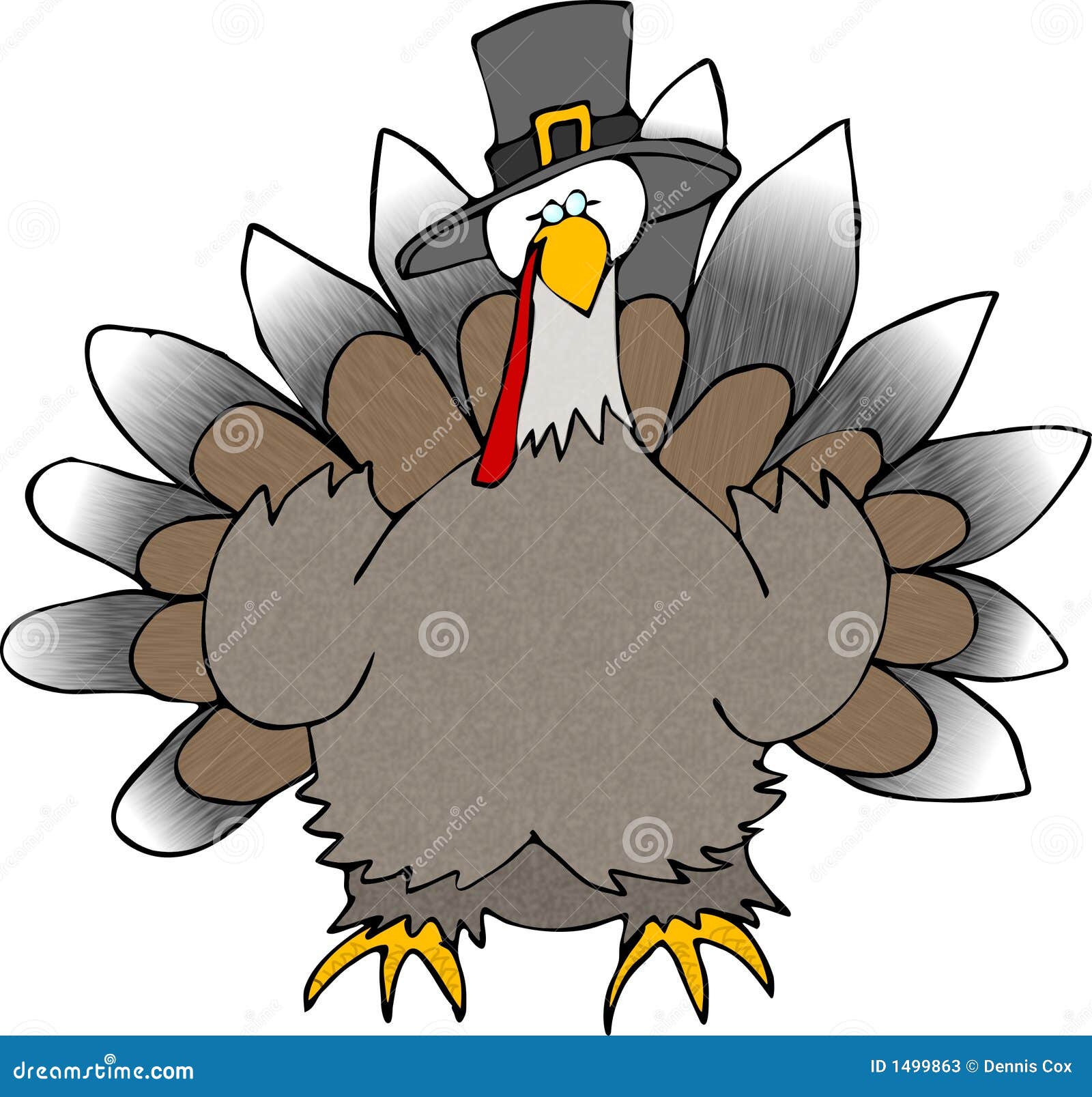 Turkey Wearing a Pilgrim Hat Stock Illustration - Illustration of ...