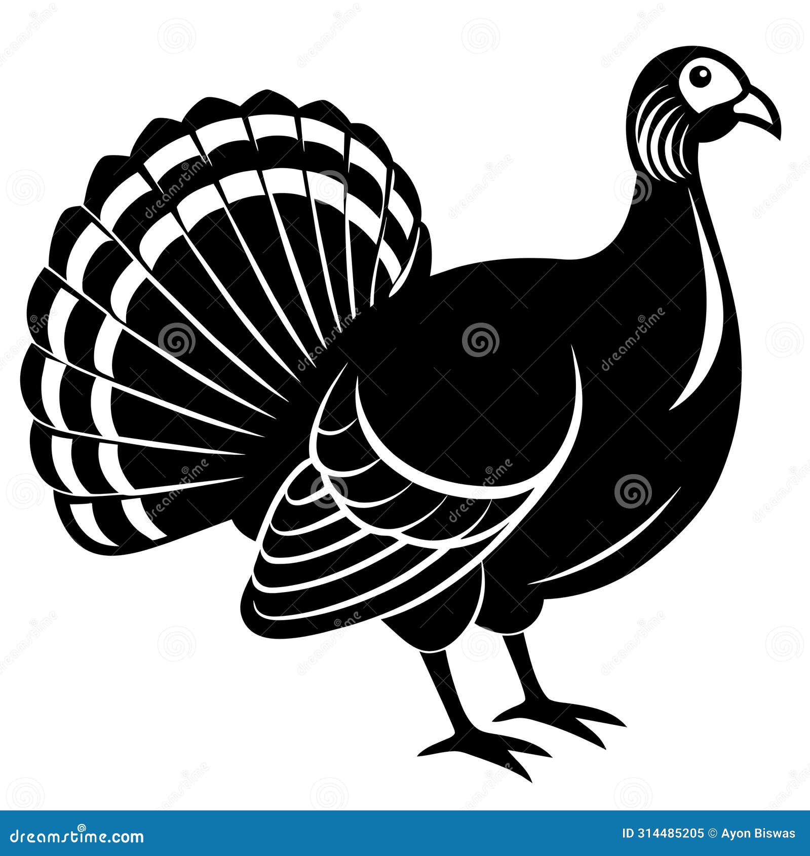Turkey White Background Silhouette Vector Style with White and Black ...