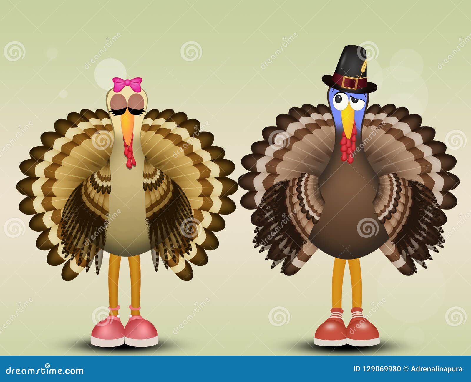 Turkeys couple in love stock illustration. Illustration of celebration ...