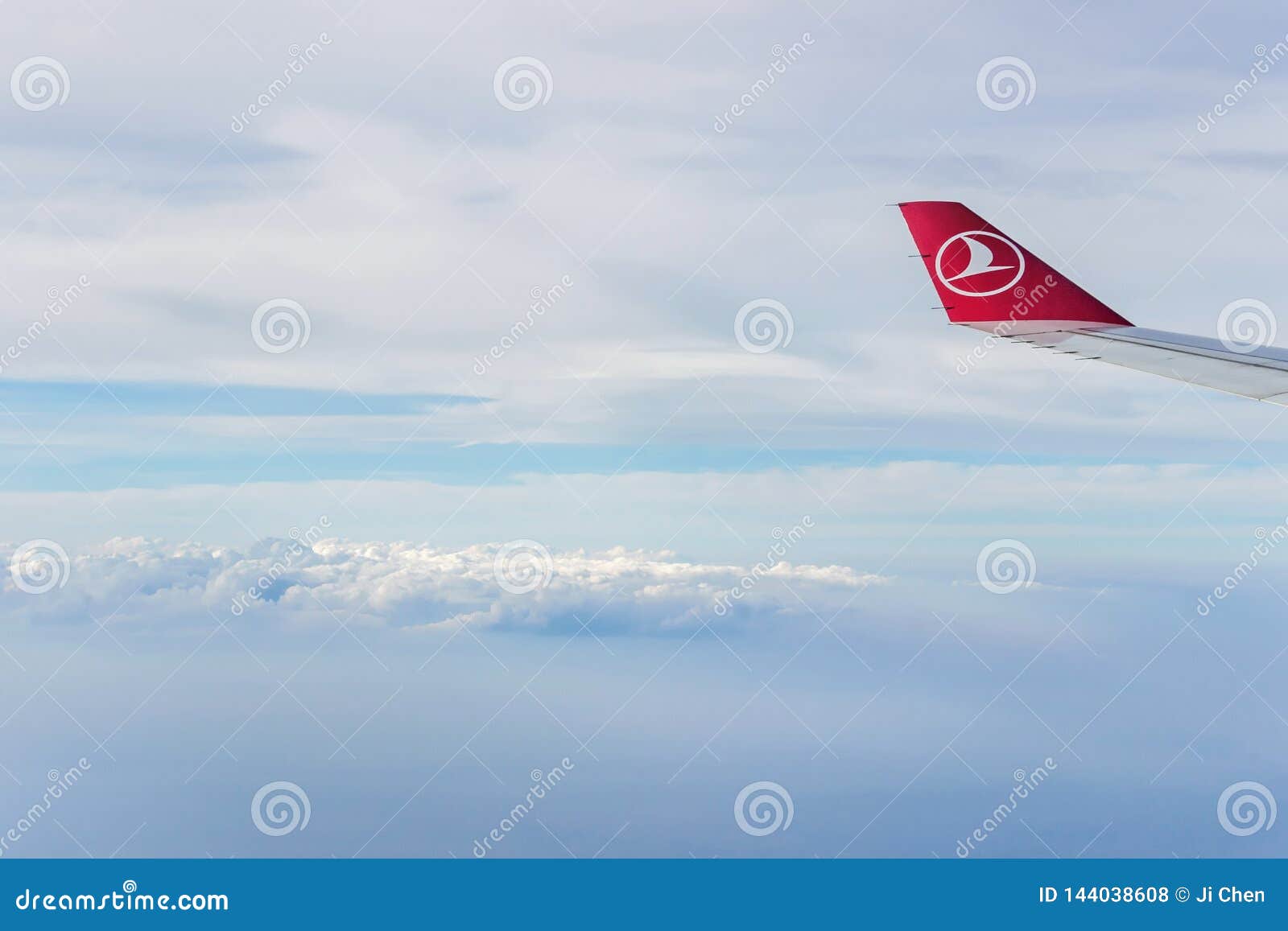 Turkish Airplane Wing in Blue Sky Editorial Stock Photo - Image of ...