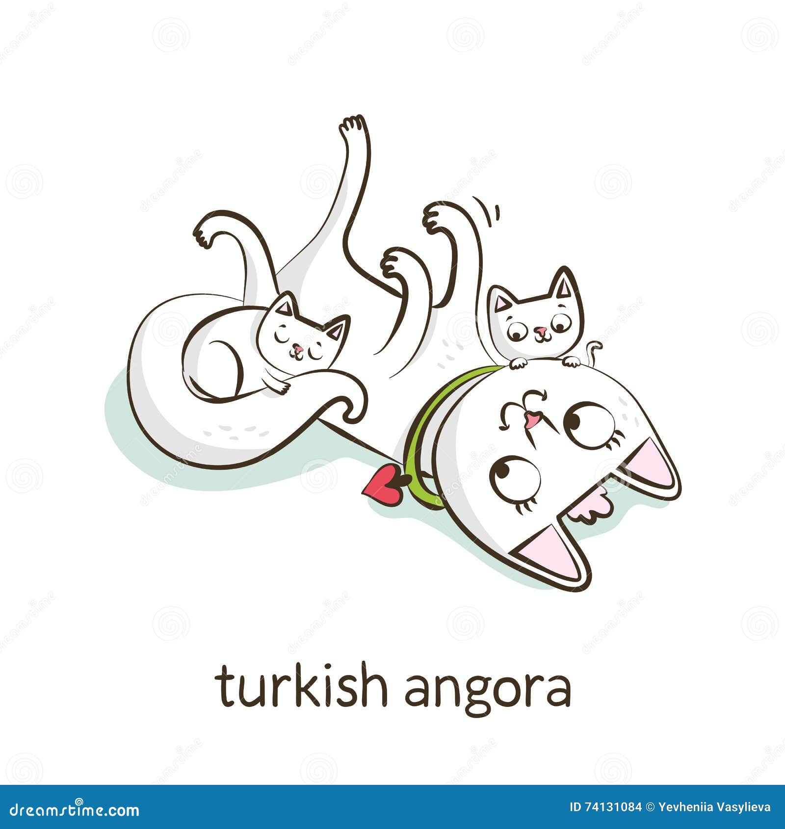 Turkish Angora. Cat Character with Kittens on White Stock Vector ...
