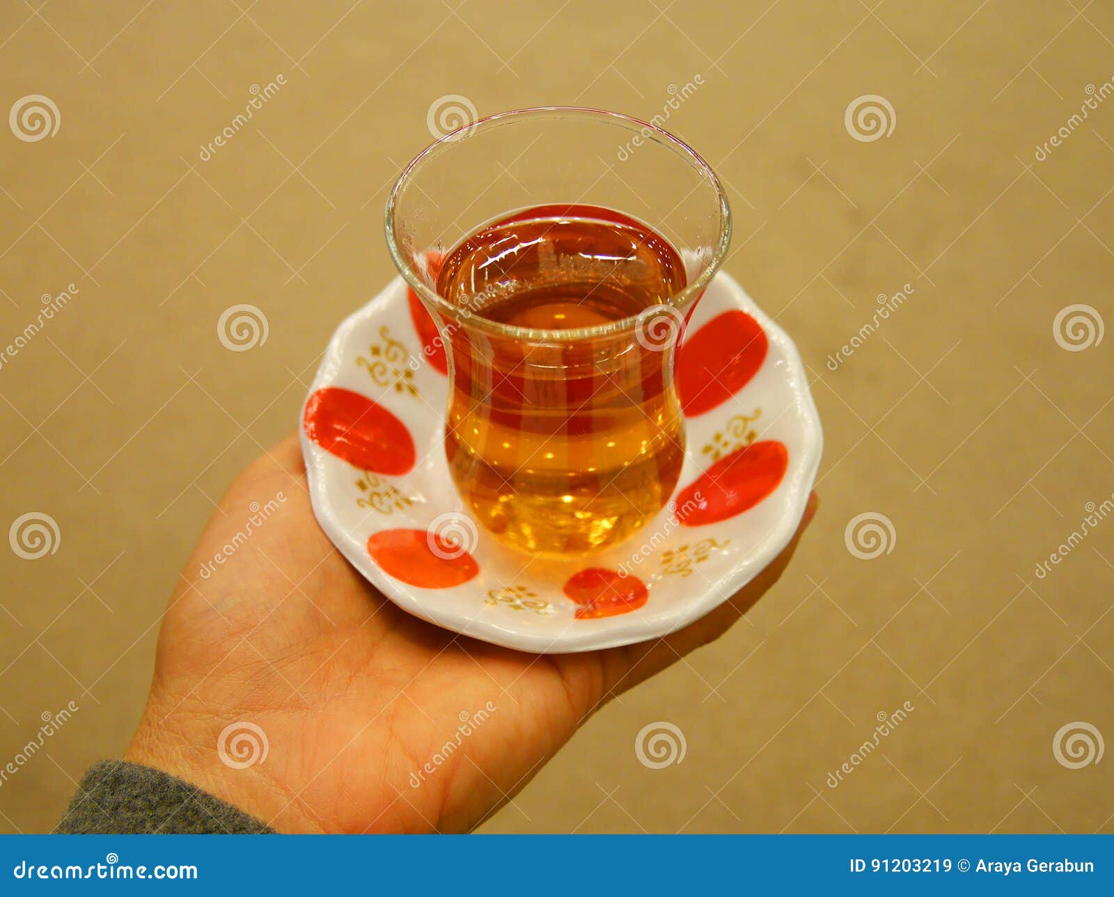 Turkish Apple Tea in a Turkish Glass Stock Image - Image of style ...