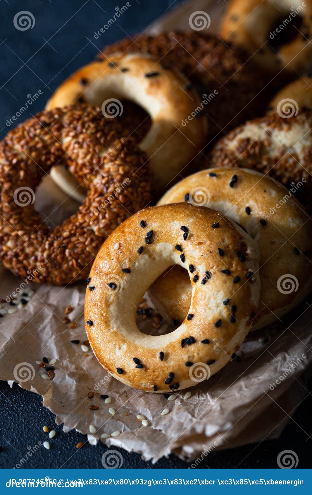 Turkish Bagel Kandil Simidi. Simit with Sesame Seeds Stock Photo ...