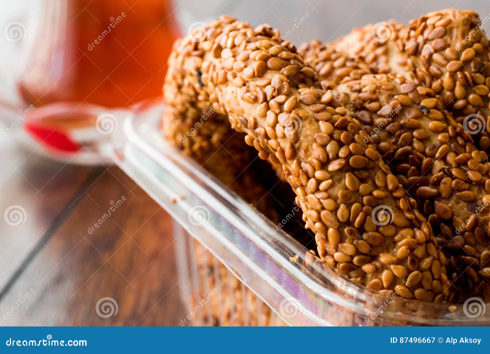 Turkish Bagel Kandil Simiti with Tea Stack of Pastry Stock Image ...
