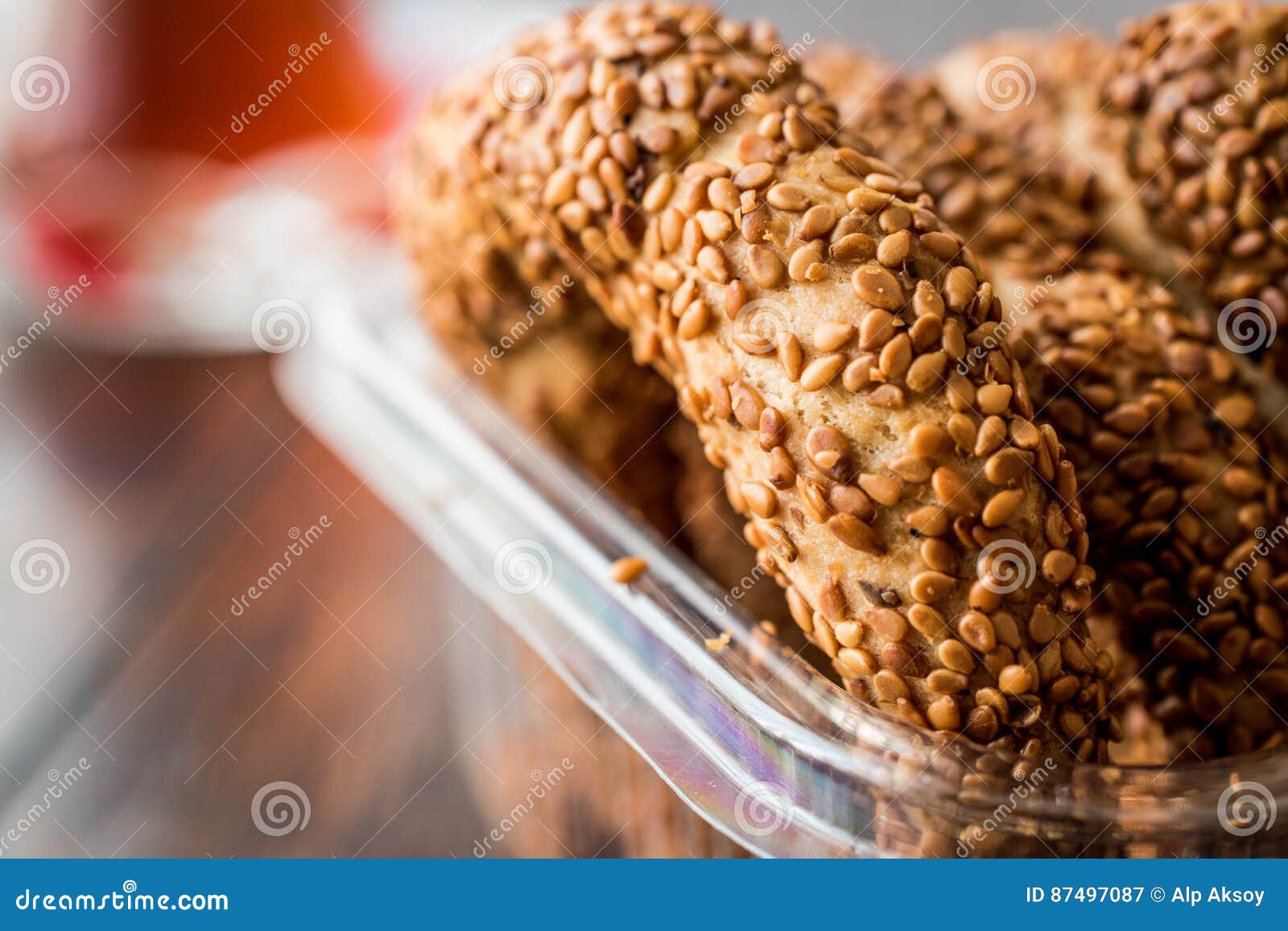 Turkish Bagel Kandil Simiti with Tea Stack of Pastry Stock Image ...