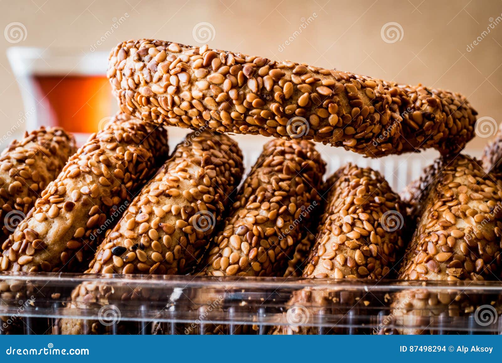 Turkish Bagel Kandil Simiti with Tea Stack of Pastry Stock Photo ...