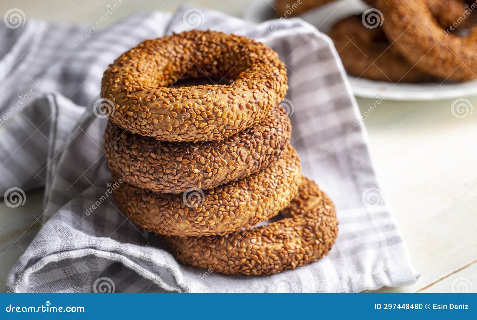 Turkish Bagel with Sesame Seeds. Turkish Name Kandil Simidi Stock Photo ...