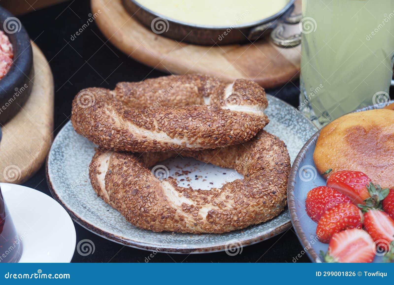 Turkish Bagel Simit on Table Stock Photo - Image of grain, bakery ...