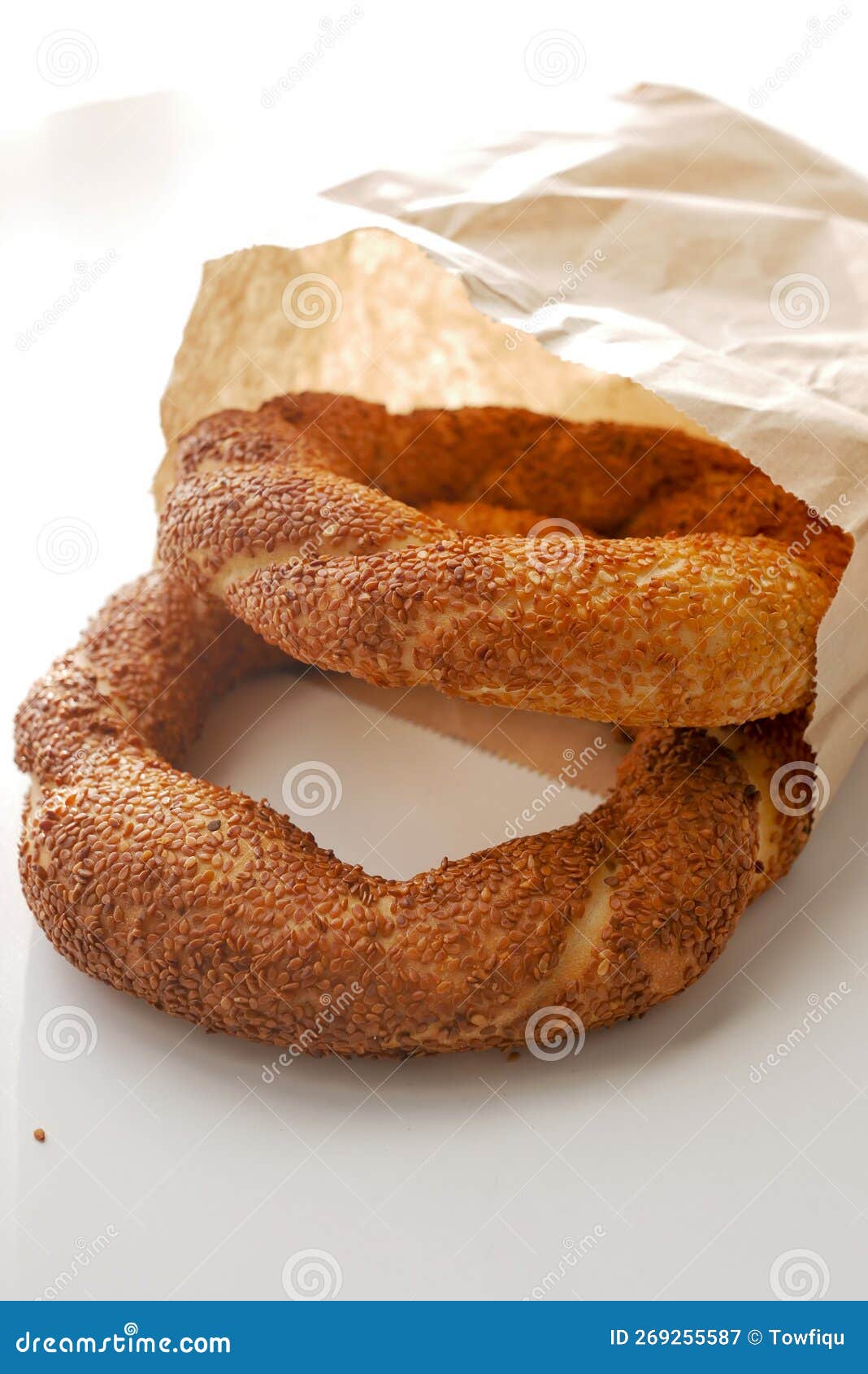 Turkish Bagel Simit on White Background Stock Image - Image of sesame ...