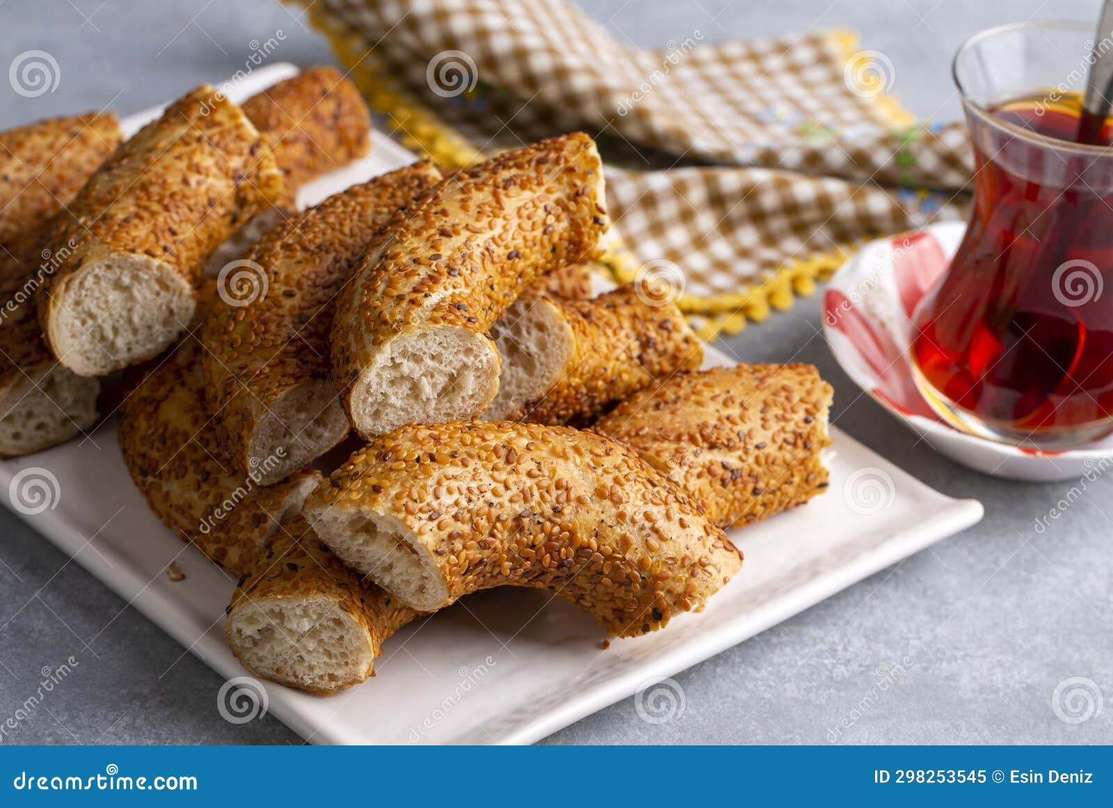 Turkish Bagel and Turkish Tea. Turkish Name Simit and Turk Cayi Stock ...