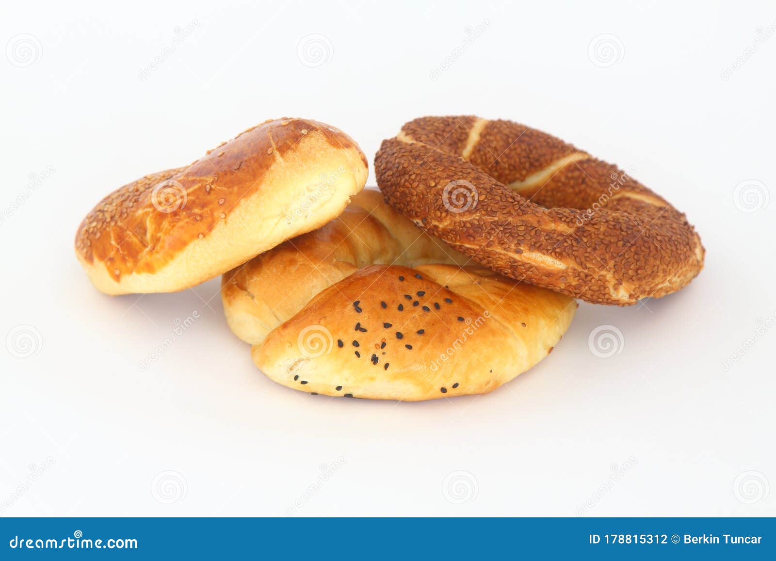 Turkish Bagels. Simit,pogaca and Acma on White Background Stock Photo ...