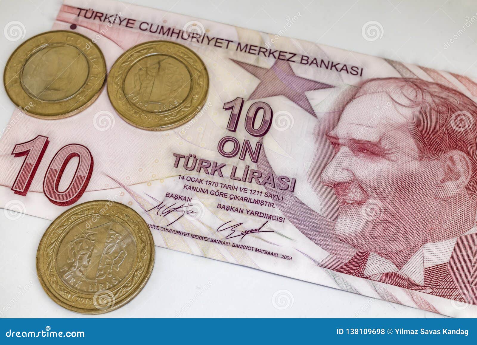 Turkish Banknote with Turkish Coins Stock Photo - Image of bill, coins ...